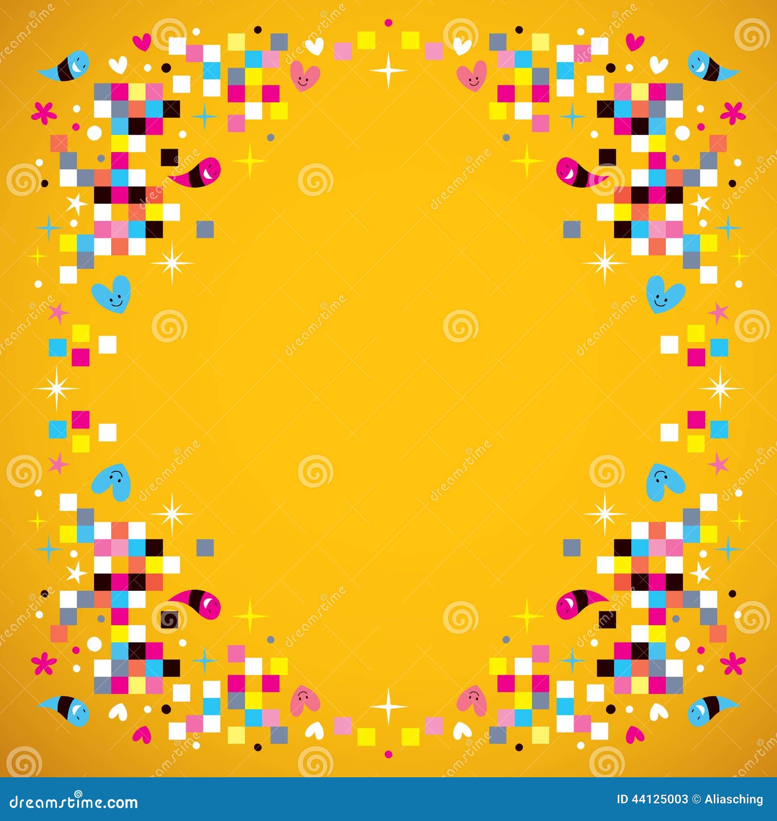 Pixel Art Border 90s Retro Nostalgic Frame Stock Image | CartoonDealer ...