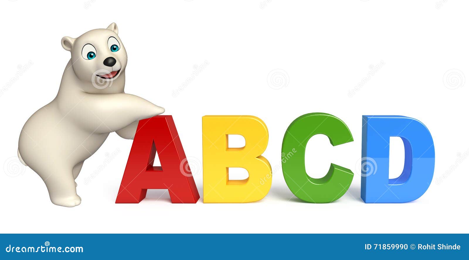 Fun Polar Bear Cartoon Character with Abcd Sign Stock Illustration ...
