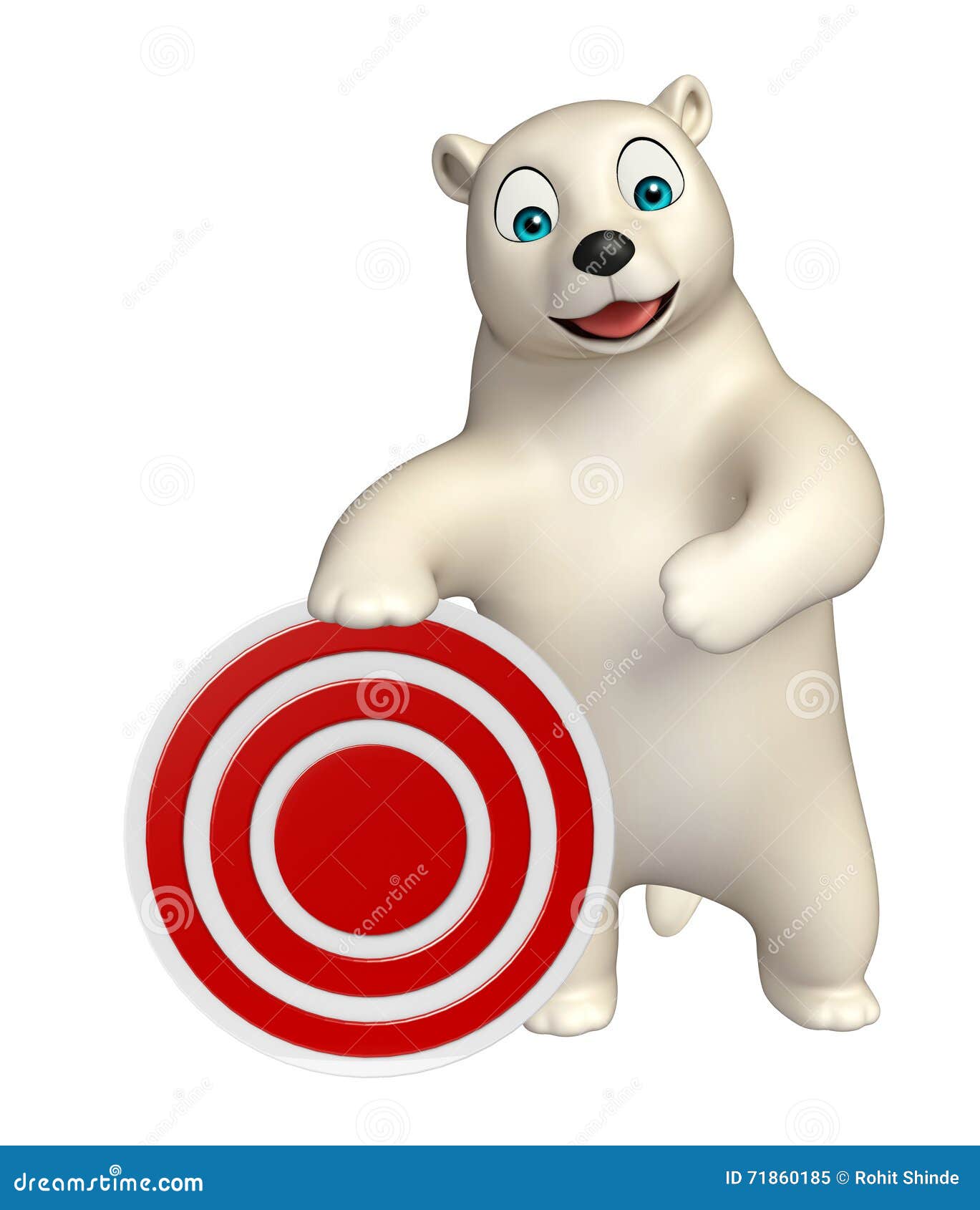 Fun Polar Bear Cartoon Character with Target Sign Stock Illustration ...