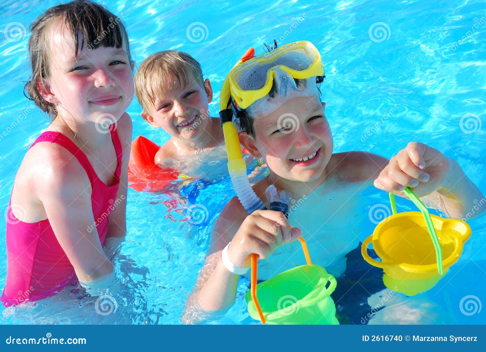 Fun in the pool stock photo. Image of buckets, child, girl - 2616740