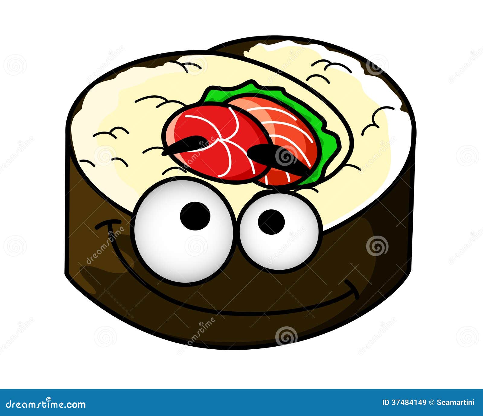 Fun Portion of Cartoon Sushi Stock Vector - Illustration of delicious ...