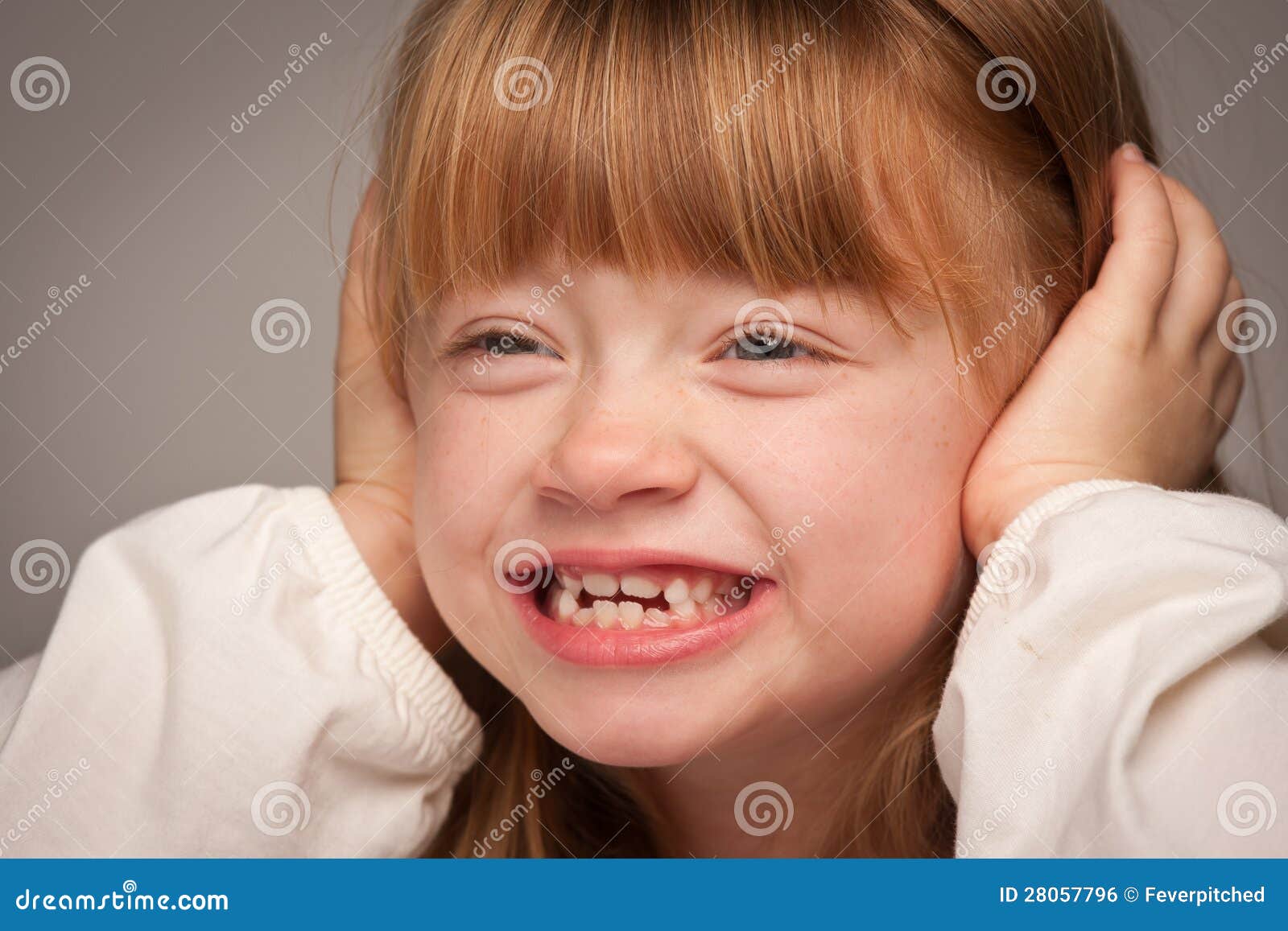 Fun Portrait of an Adorable Red Haired Girl on Grey Stock Photo - Image ...