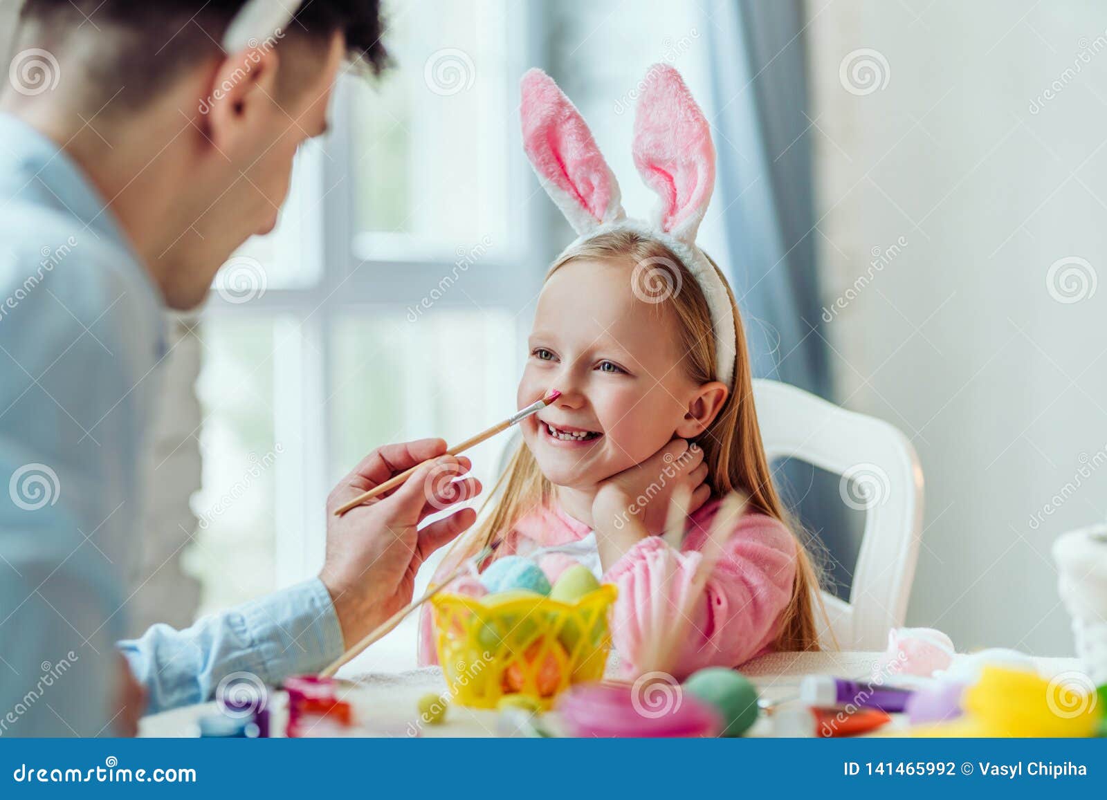 It is so Fun Preparing for Easter with Dad.Dad and His Little Daughter ...
