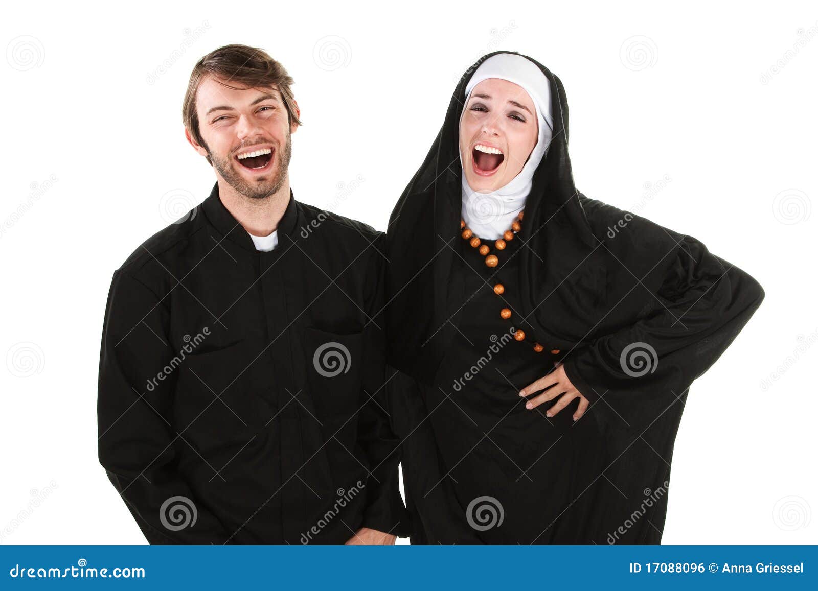 Fun Priest and Nun stock photo. Image of handsome, black - 17088096
