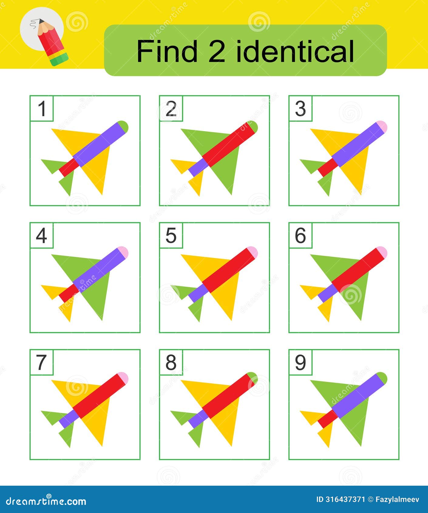 Fun Puzzle Game. Need To Find Two Identical Airplanes Stock Vector ...