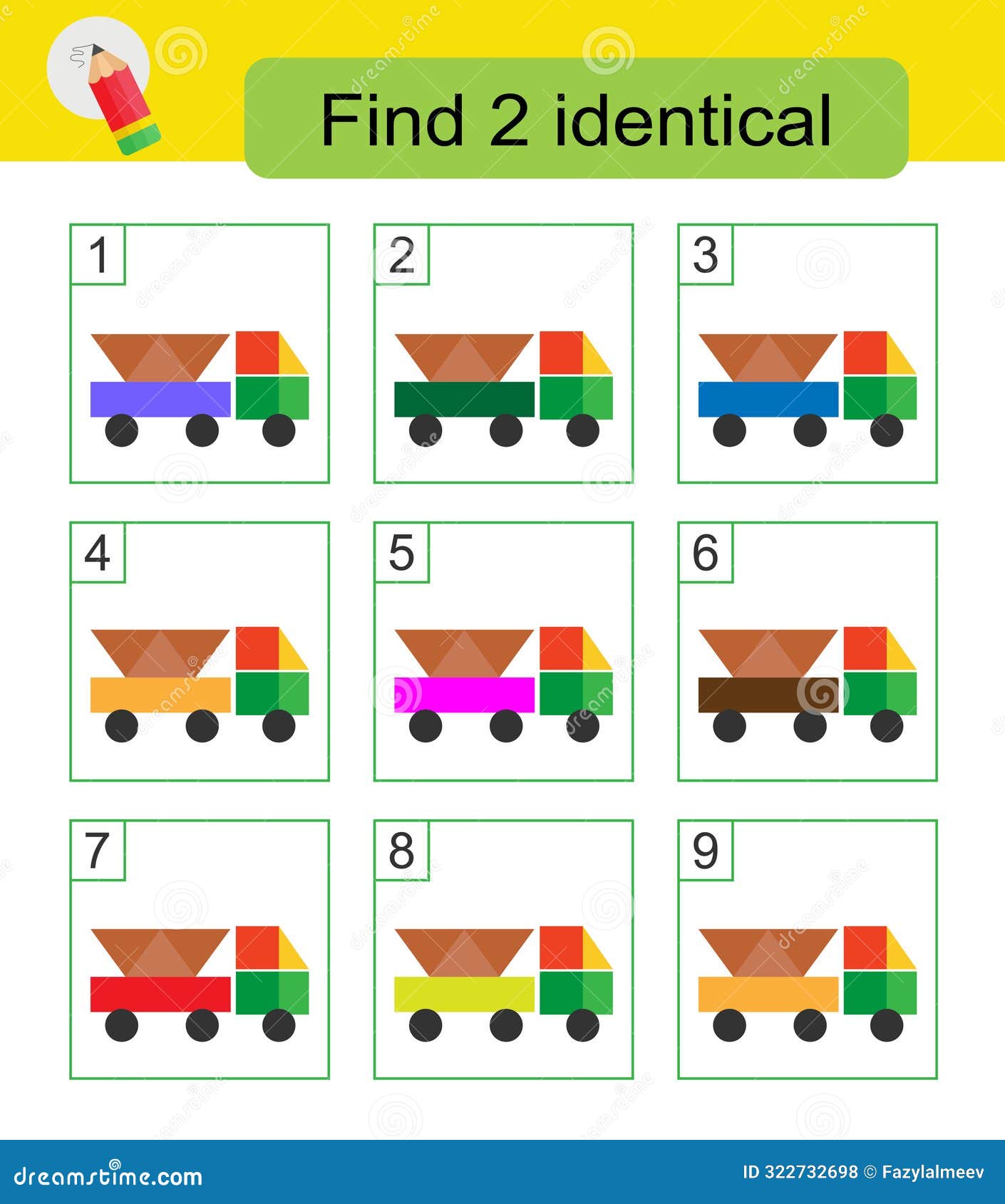 Fun Puzzle Game. Need To Find Two Identical Answer is 4,9 Stock ...