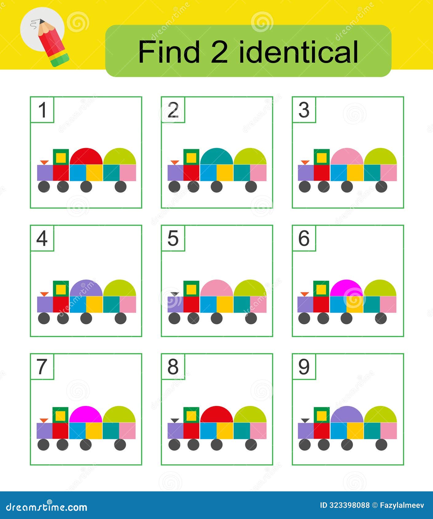 Fun Puzzle Game. Need To Find Two Identical Trains Stock Vector ...