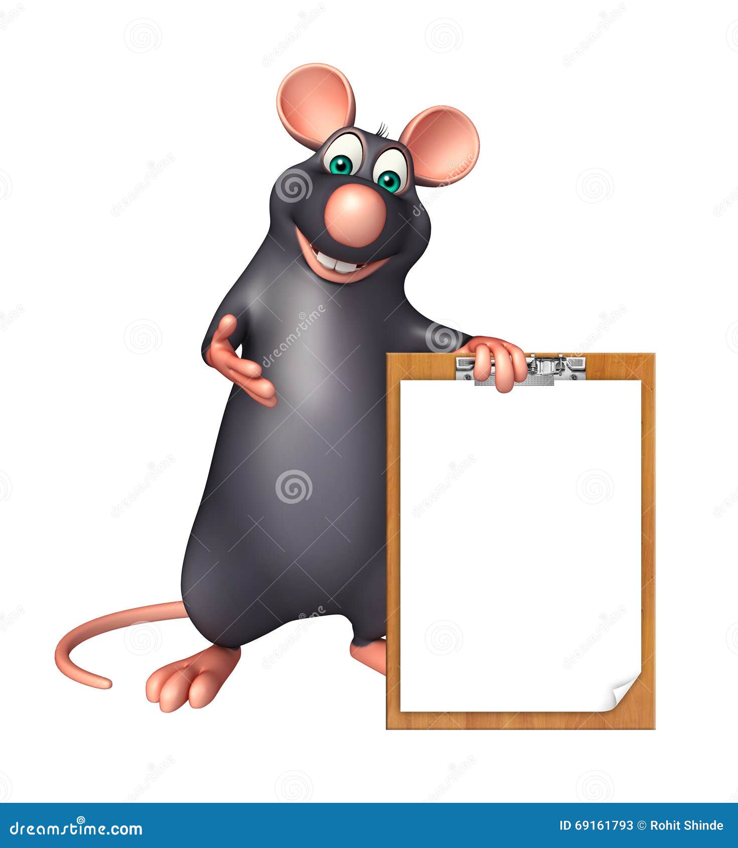 Fun Rat Cartoon Character with Exam Pad Stock Illustration ...