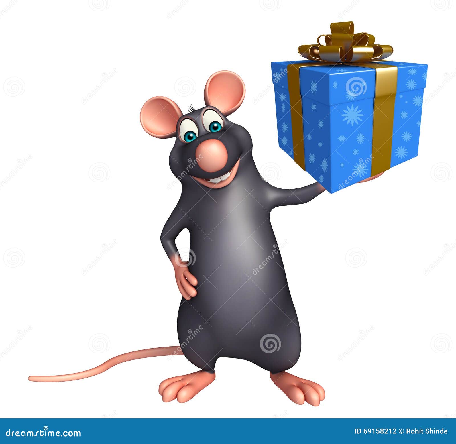 Fun Rat Cartoon Character with Giftbox Stock Illustration ...