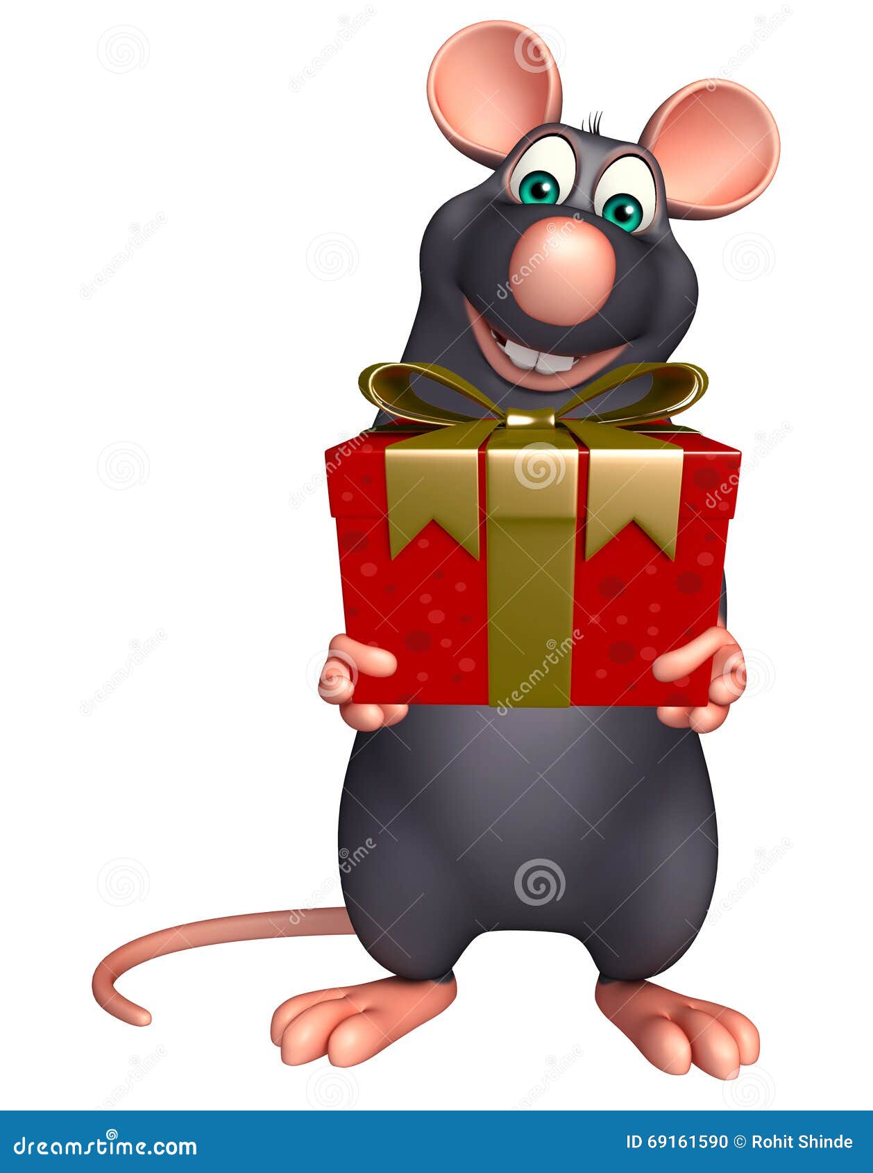 Fun Rat Cartoon Character with Giftbox Stock Illustration ...