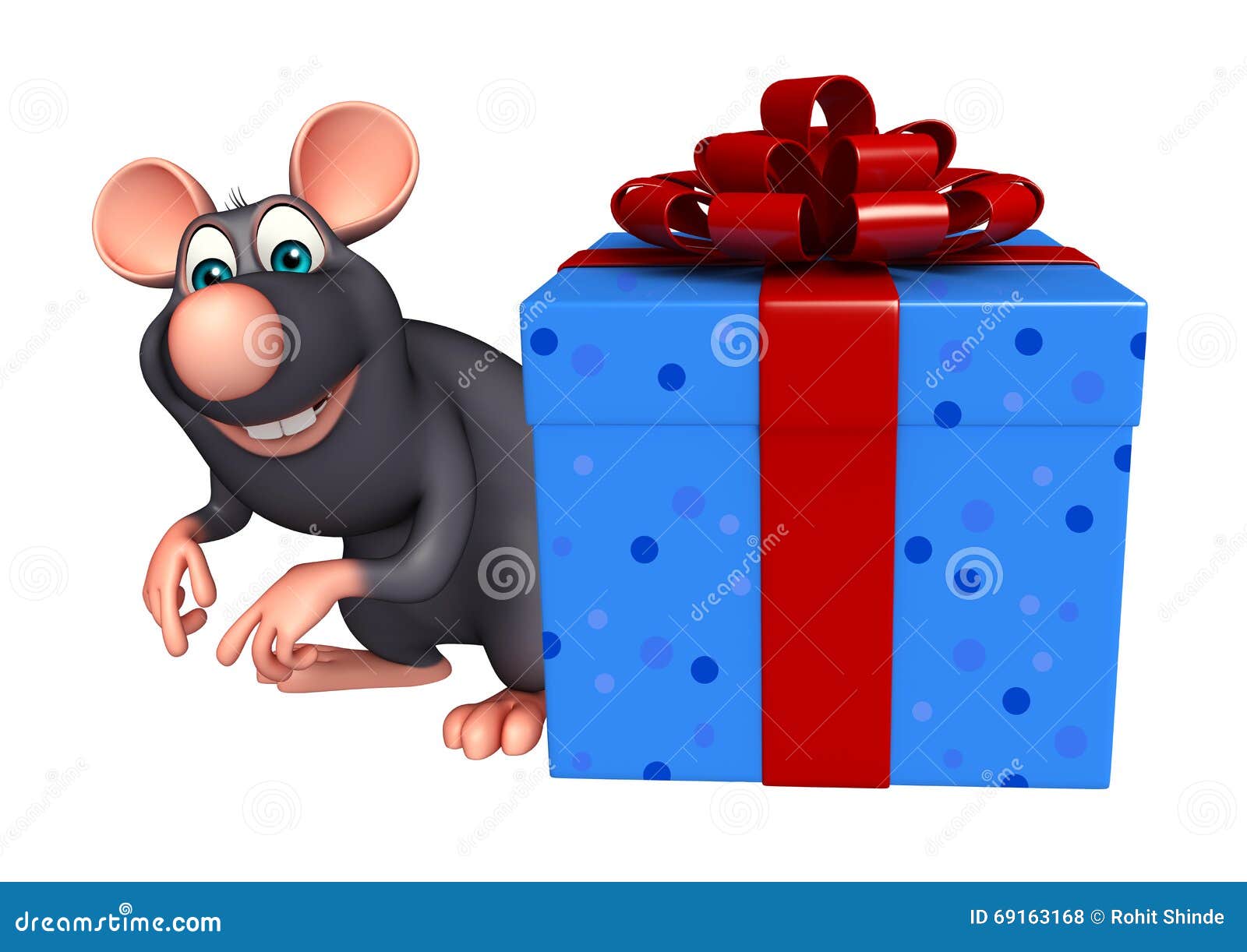 Fun Rat Cartoon Character with Giftbox Stock Illustration ...