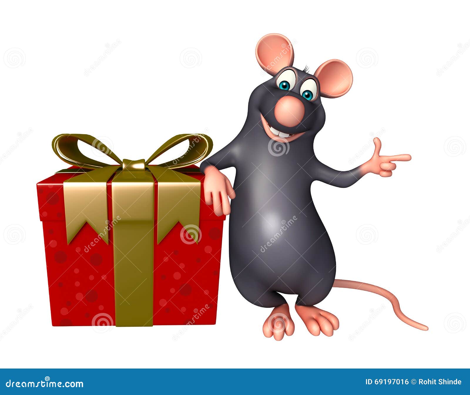 Fun Rat Cartoon Character with Giftbox Stock Illustration ...