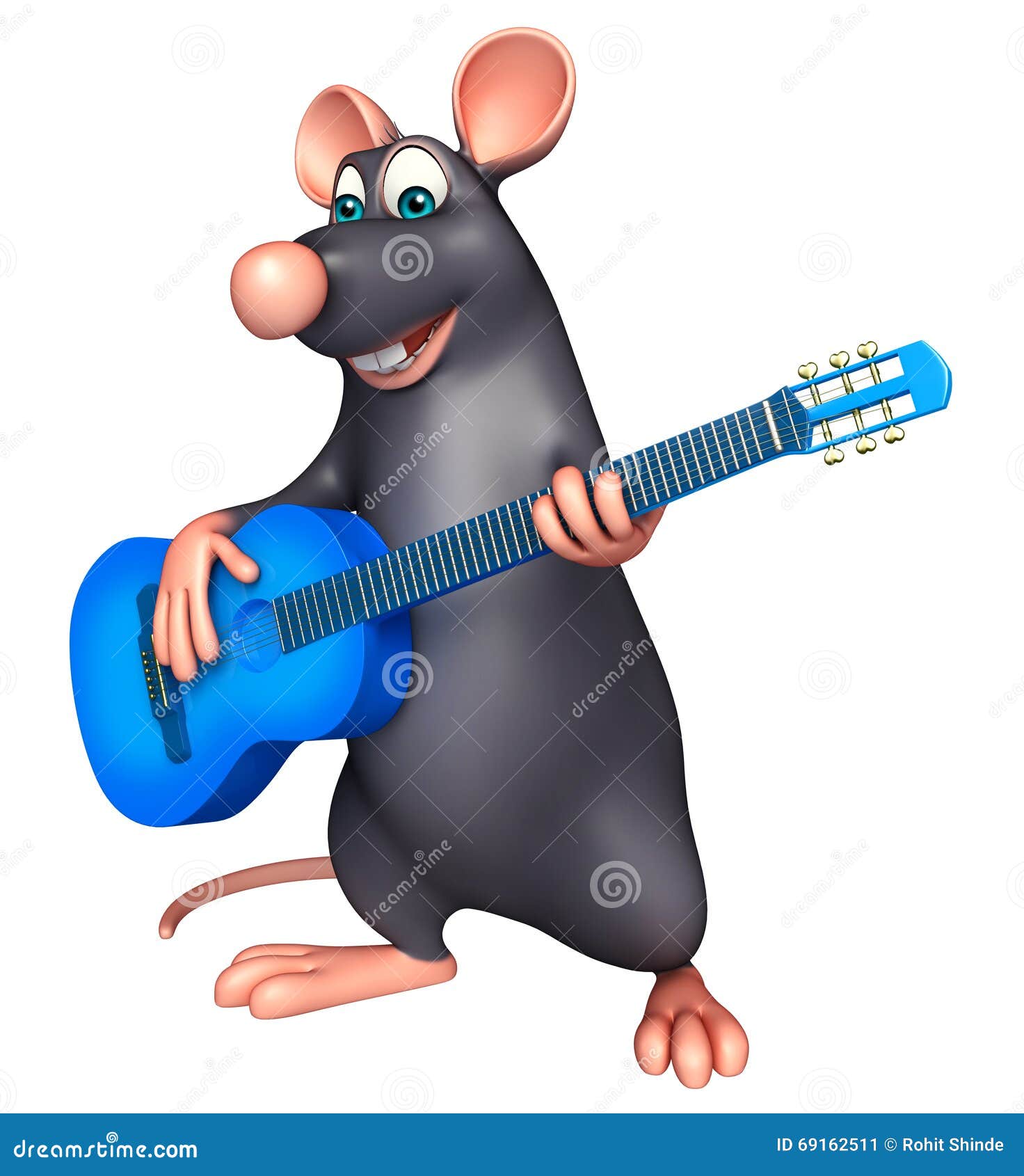 Fun Rat Cartoon Character with Guitar Stock Illustration - Illustration ...