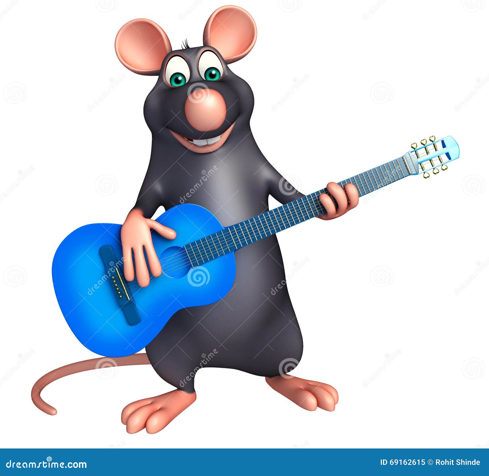 Fun Rat Cartoon Character with Guitar Stock Illustration - Illustration ...