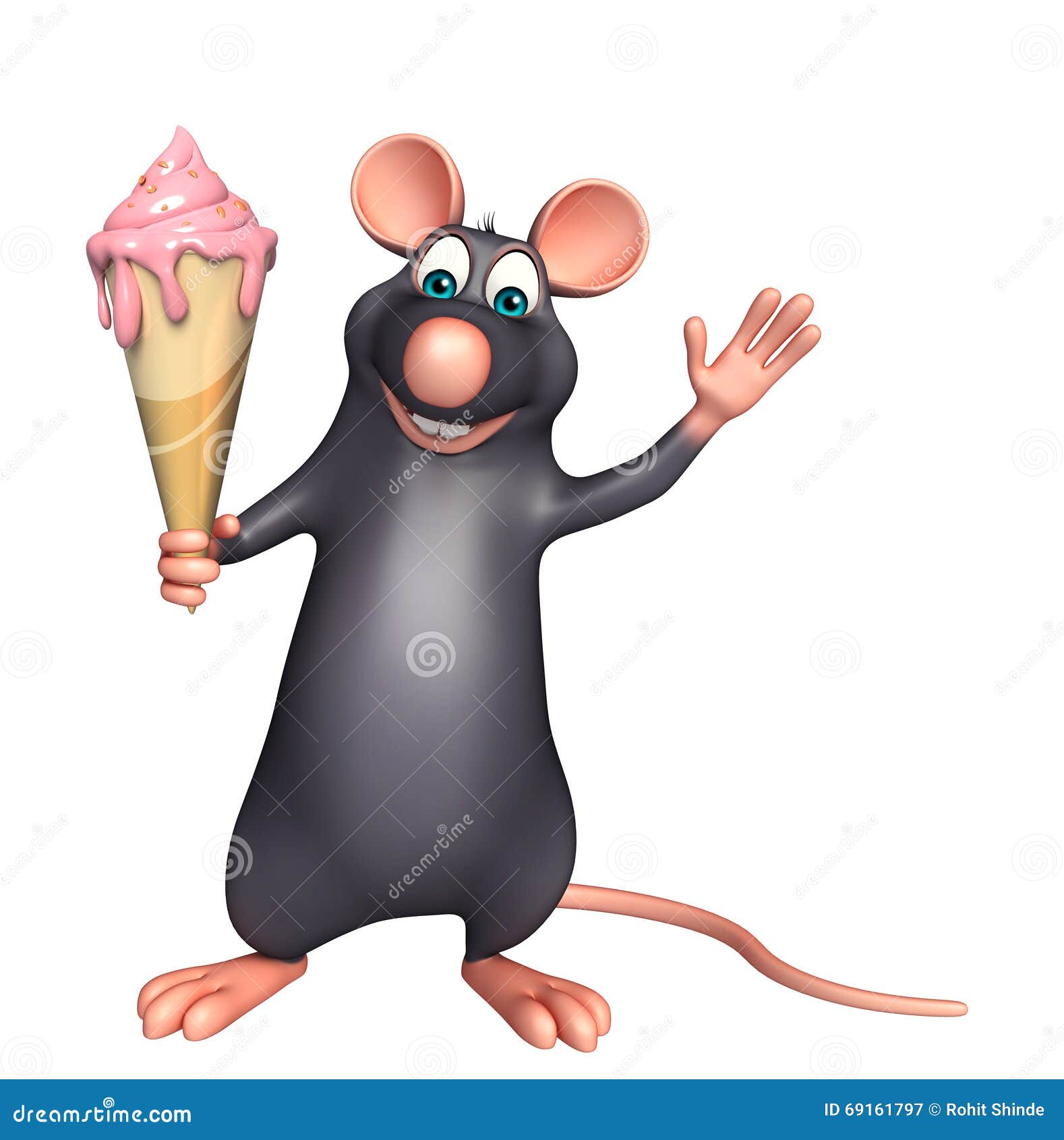 Fun Rat Cartoon Character with Ice-cream Stock Illustration ...