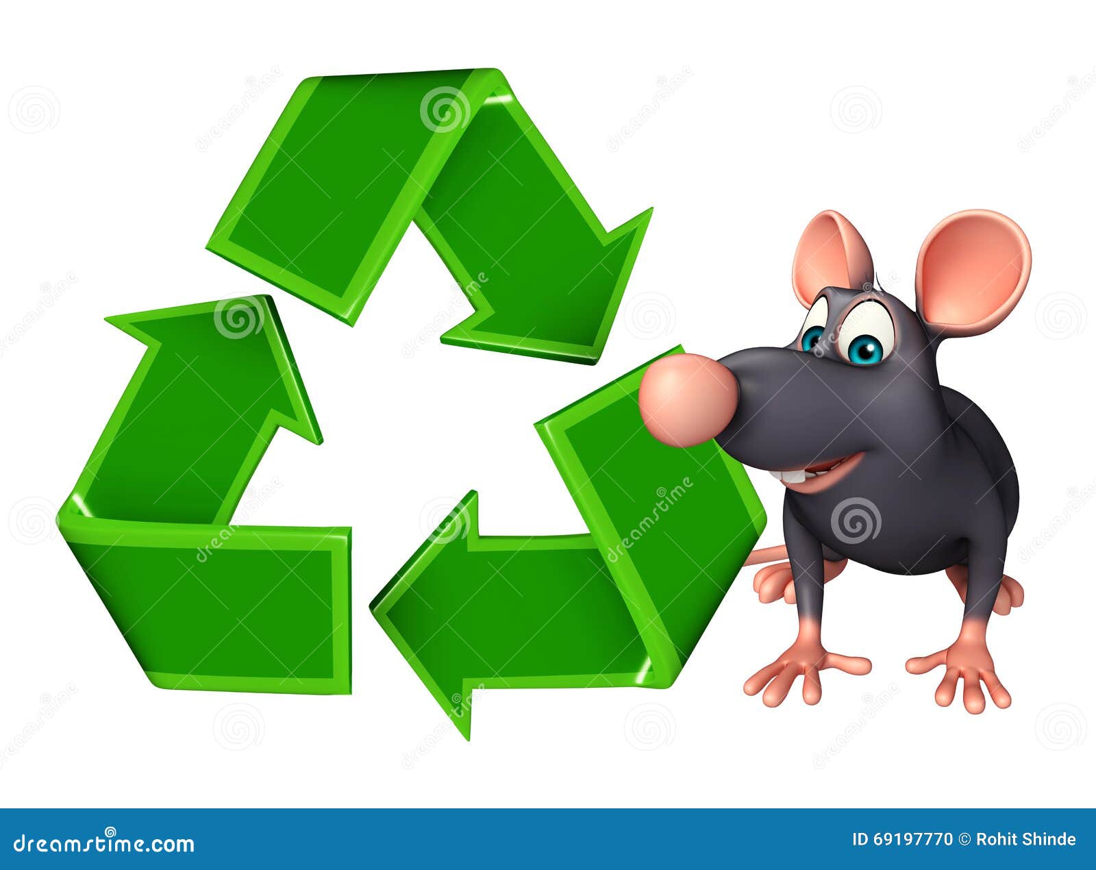 Fun Rat Cartoon Character with Recycle Stock Illustration ...