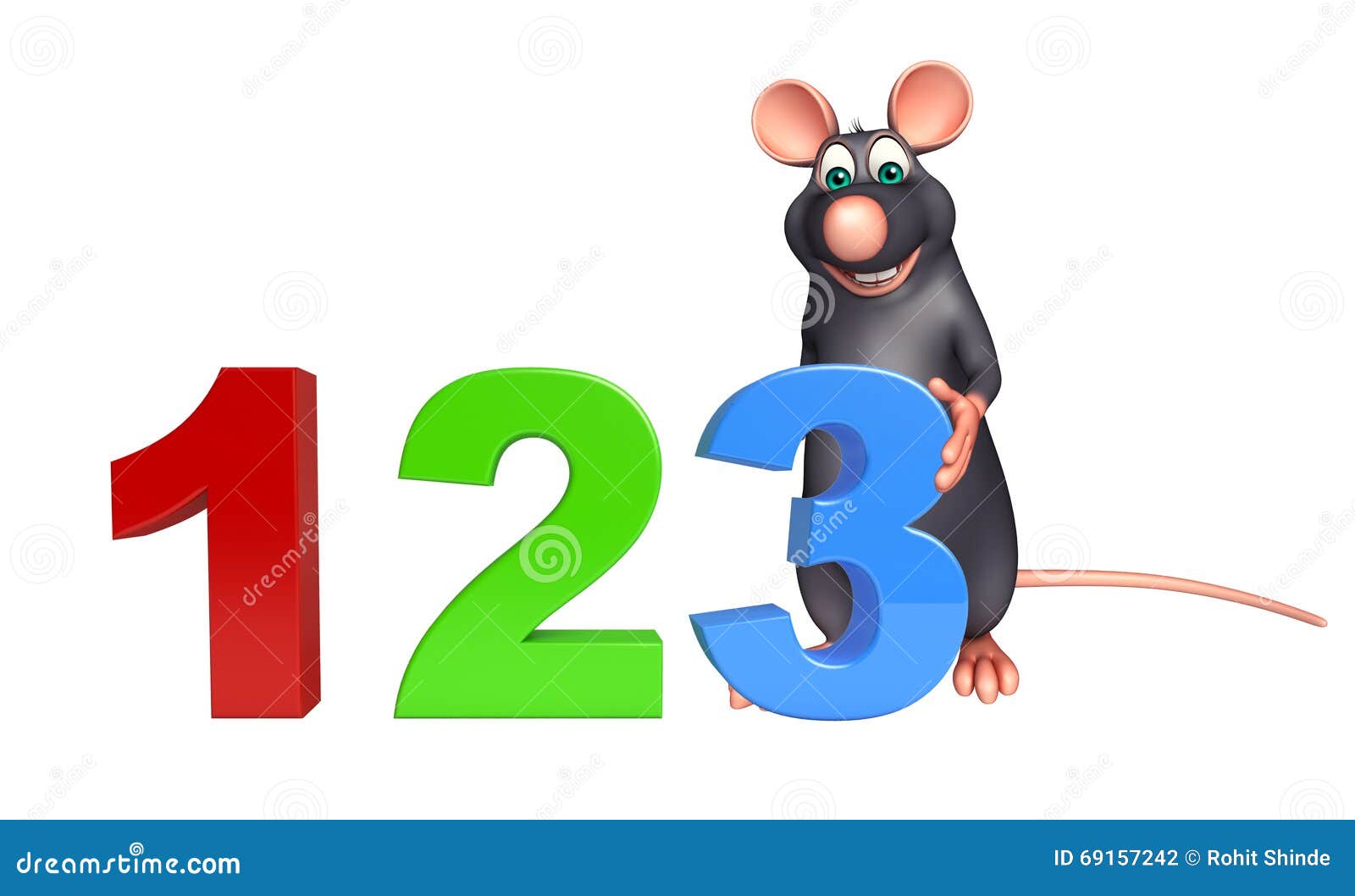 Fun Rat Cartoon Character with 123 Sign Stock Illustration ...