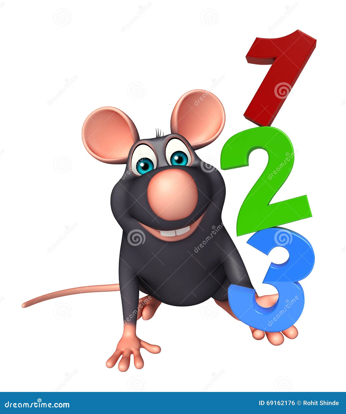 Fun Rat Cartoon Character with 123 Sign Stock Illustration ...