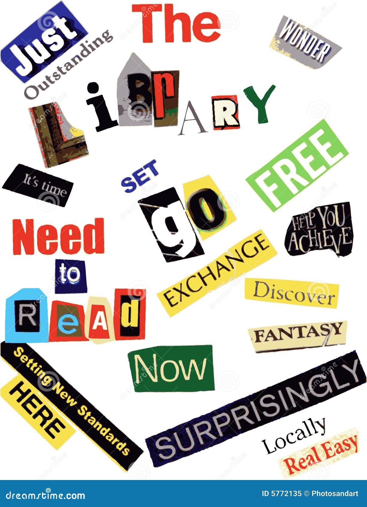 Fun Reading and Educational Collage Stock Illustration - Illustration ...