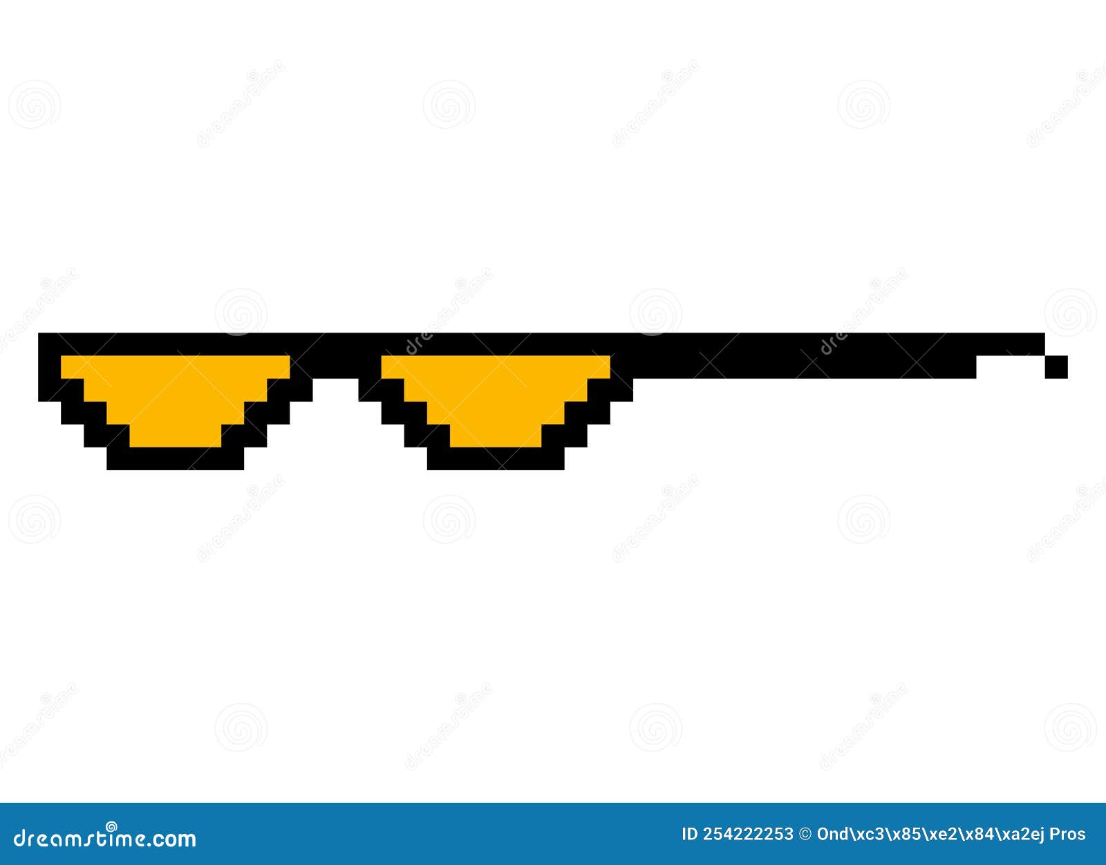 Fun Retro Pixel Sun Glass Icon Life Style Meme Sunglasses Thug Vector