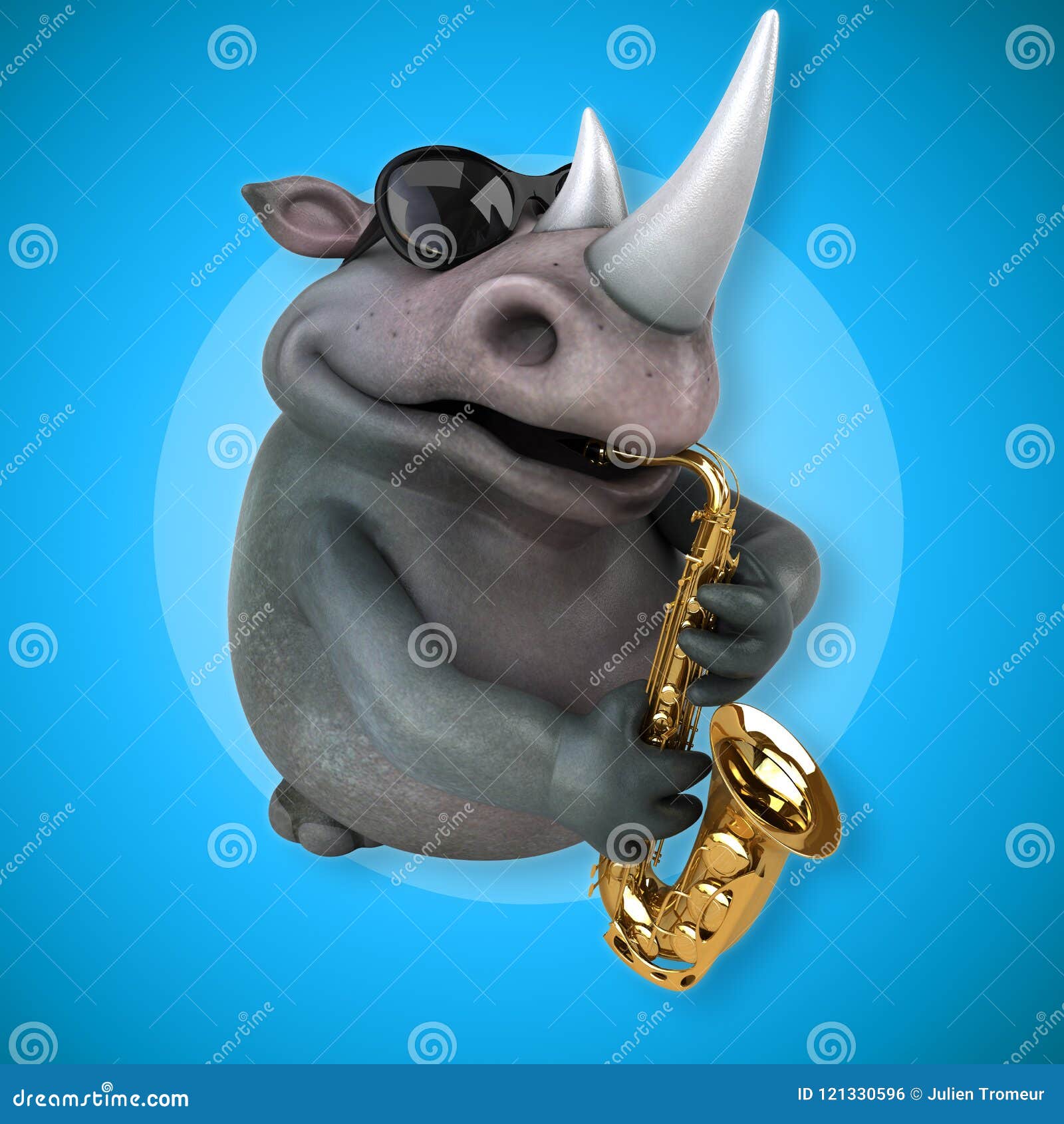 Fun Rhino - 3D Illustration Stock Illustration - Illustration of ...