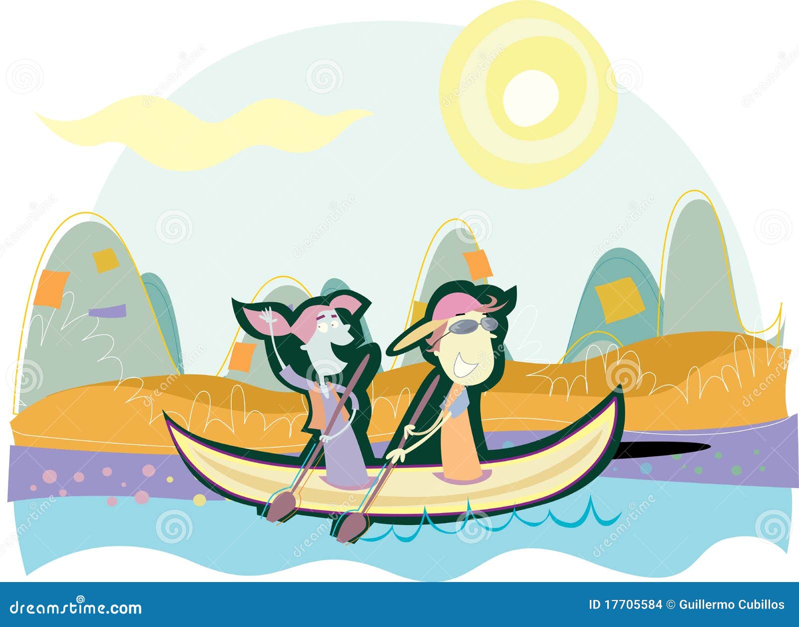 Fun in the river stock vector. Illustration of girl, boat - 17705584