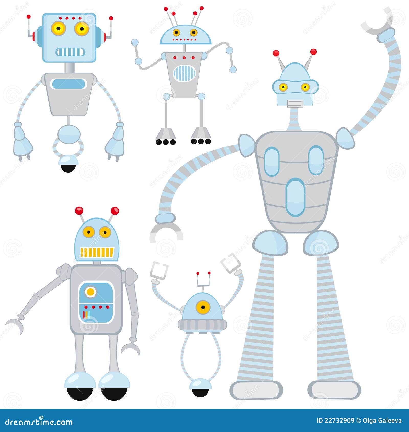Fun robots set stock vector. Illustration of vector, machine - 22732909
