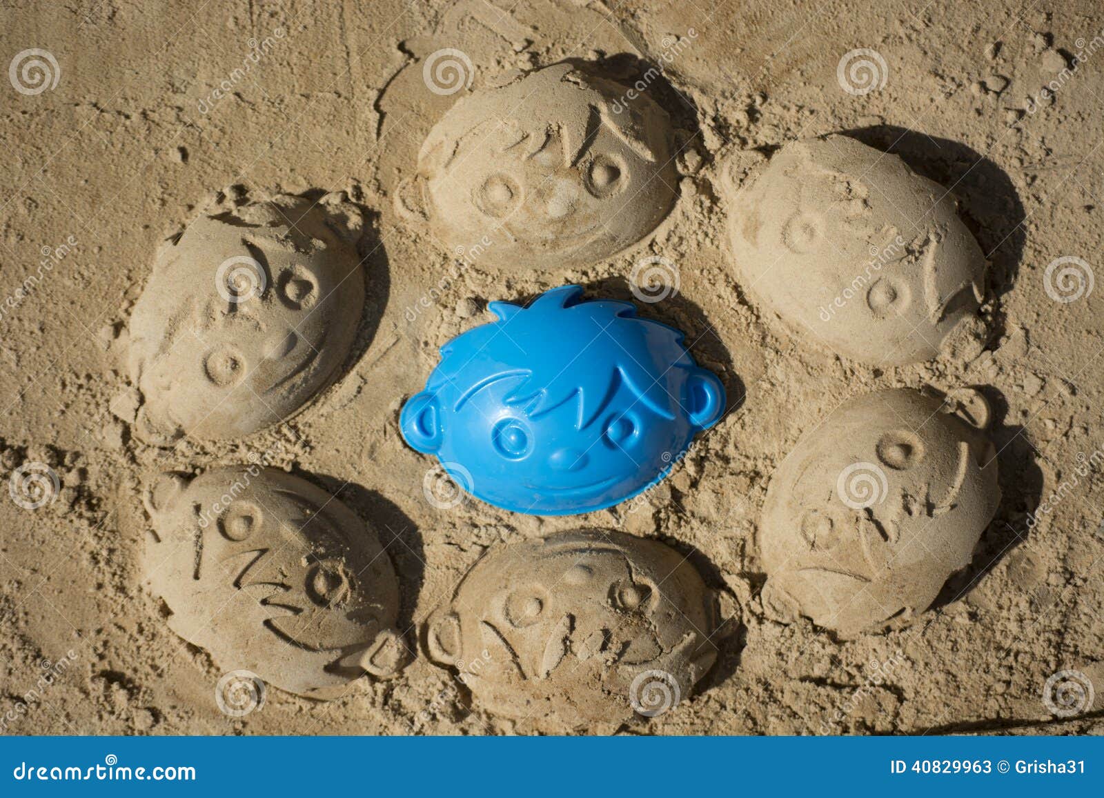 Fun sand faces of boys stock image. Image of blue, hair - 40829963