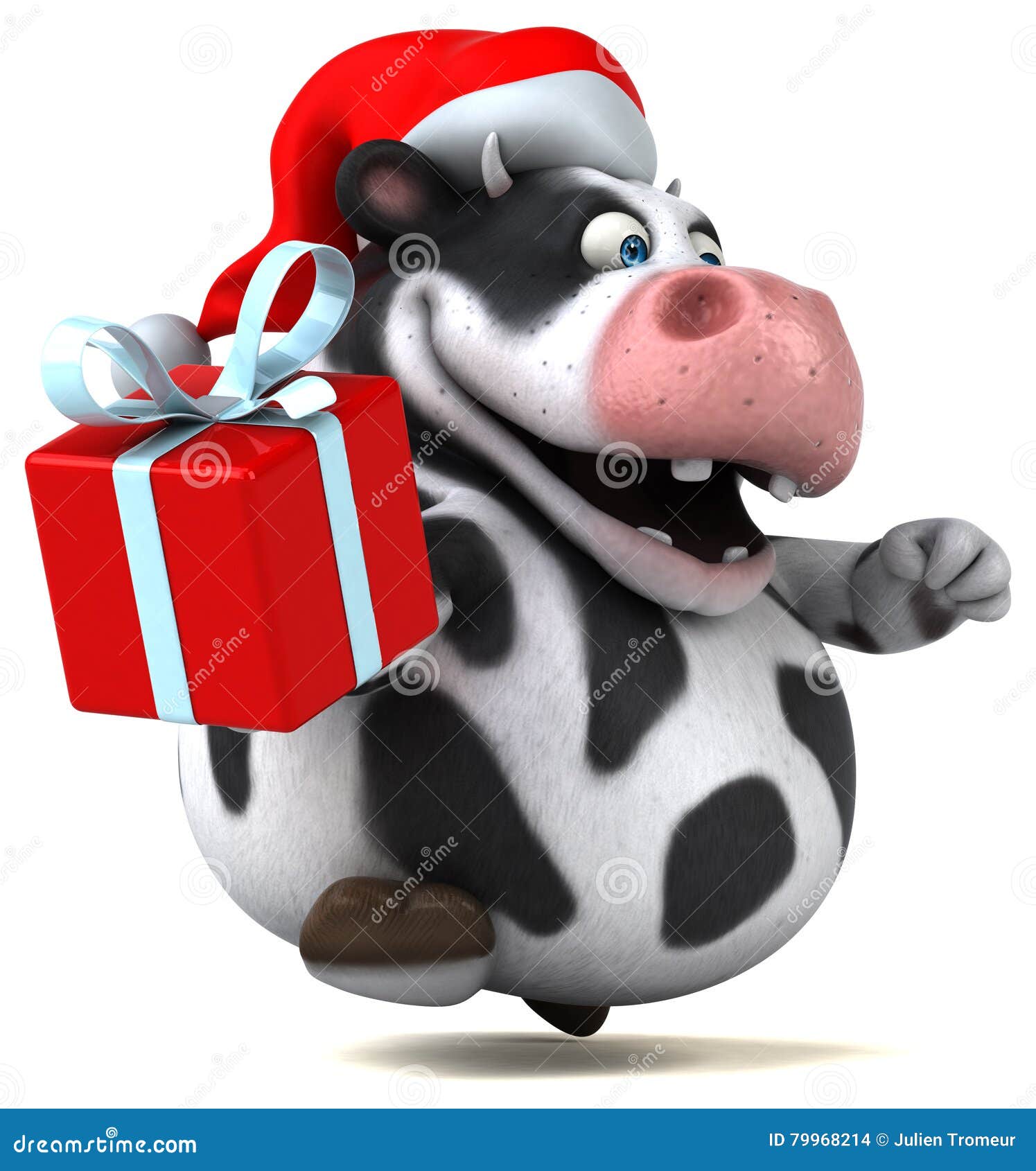 Fun Santa Cow - 3D Illustration Stock Illustration - Illustration of ...