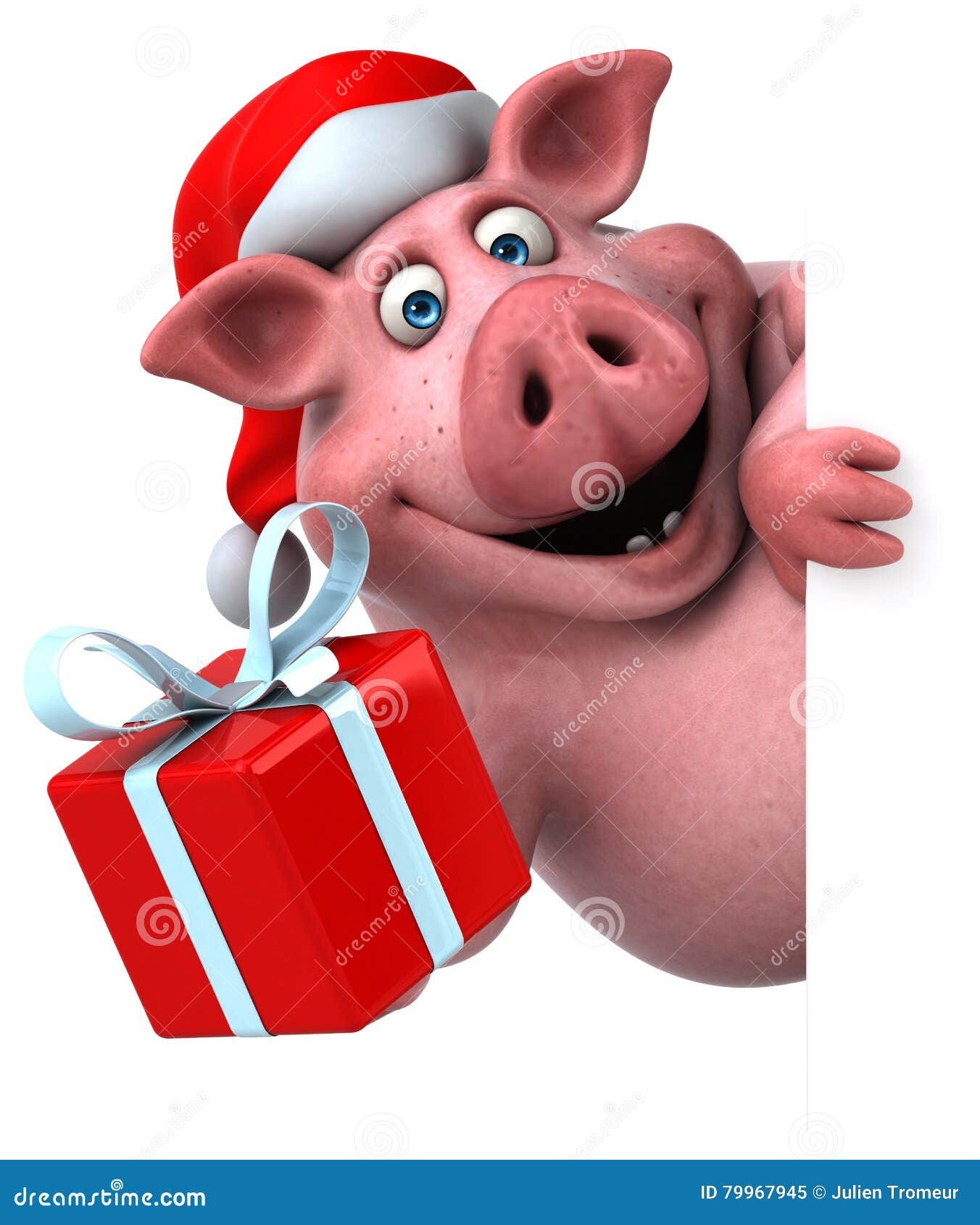 Fun Santa Pig - 3D Illustration Stock Illustration - Illustration of ...