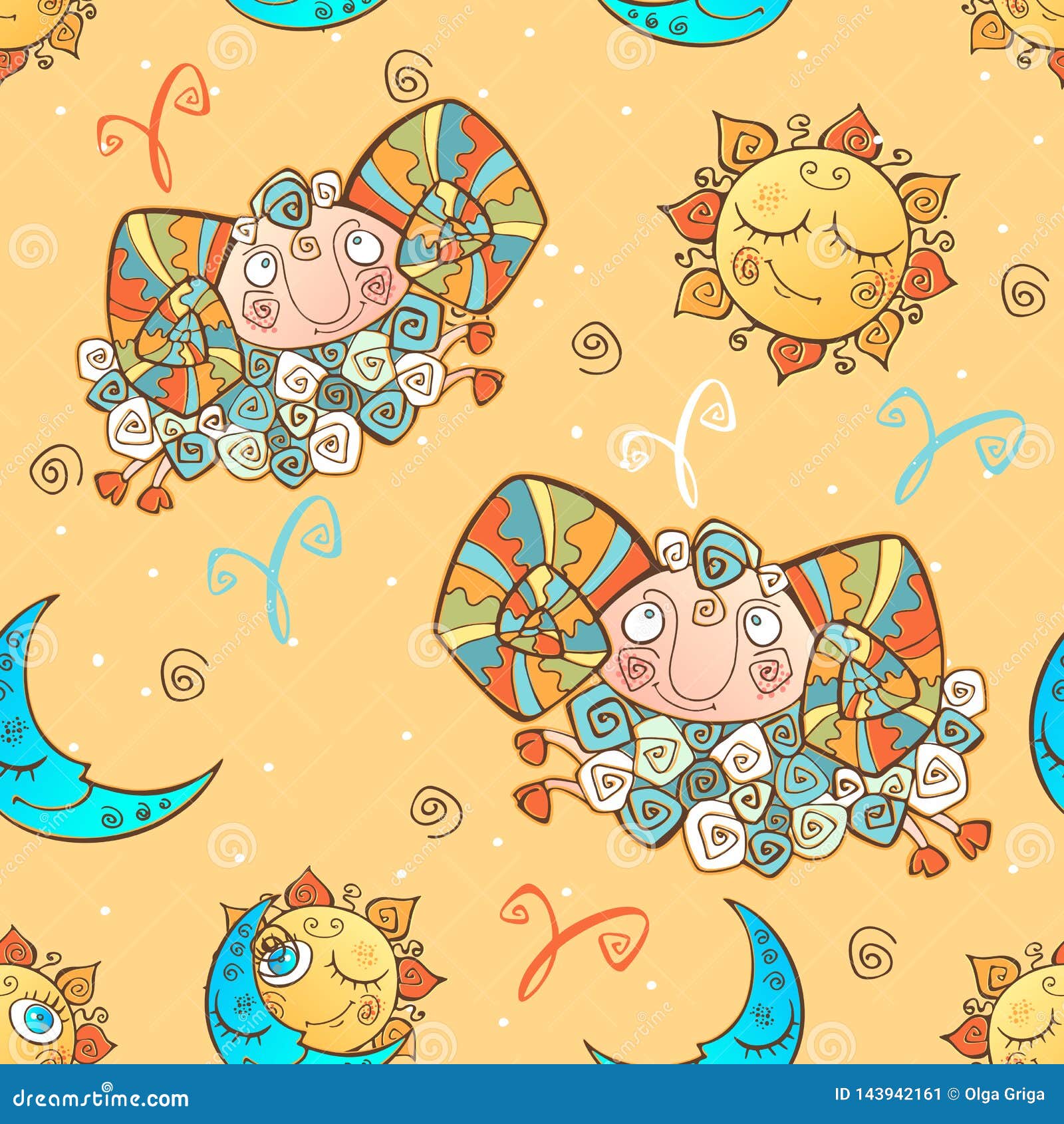 Aries. Kids Zodiac. Children Horoscope Sign. Astrological Symbols With ...