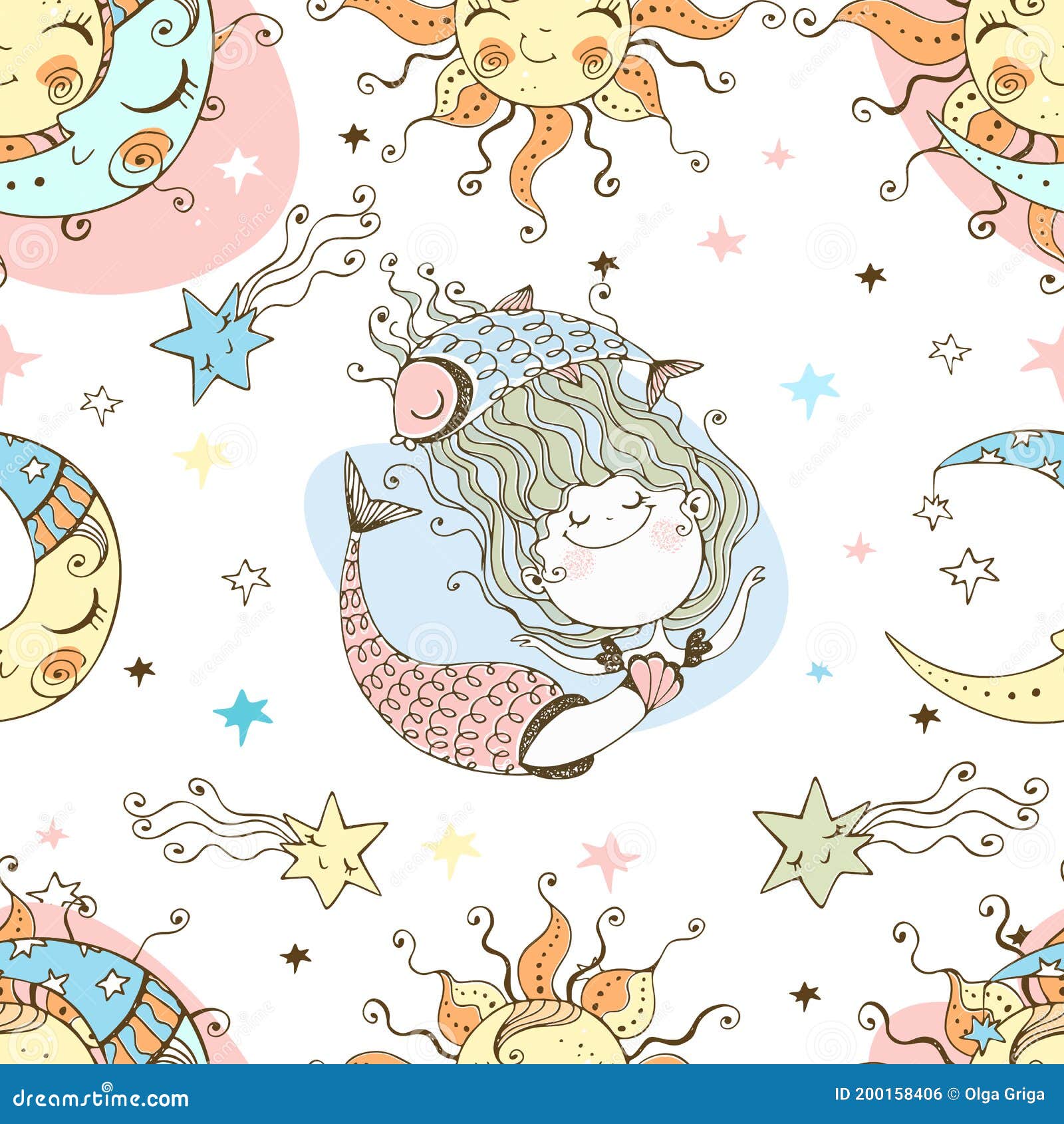 Pisces. Kids Zodiac. Children Horoscope Sign. Astrological Symbols With ...