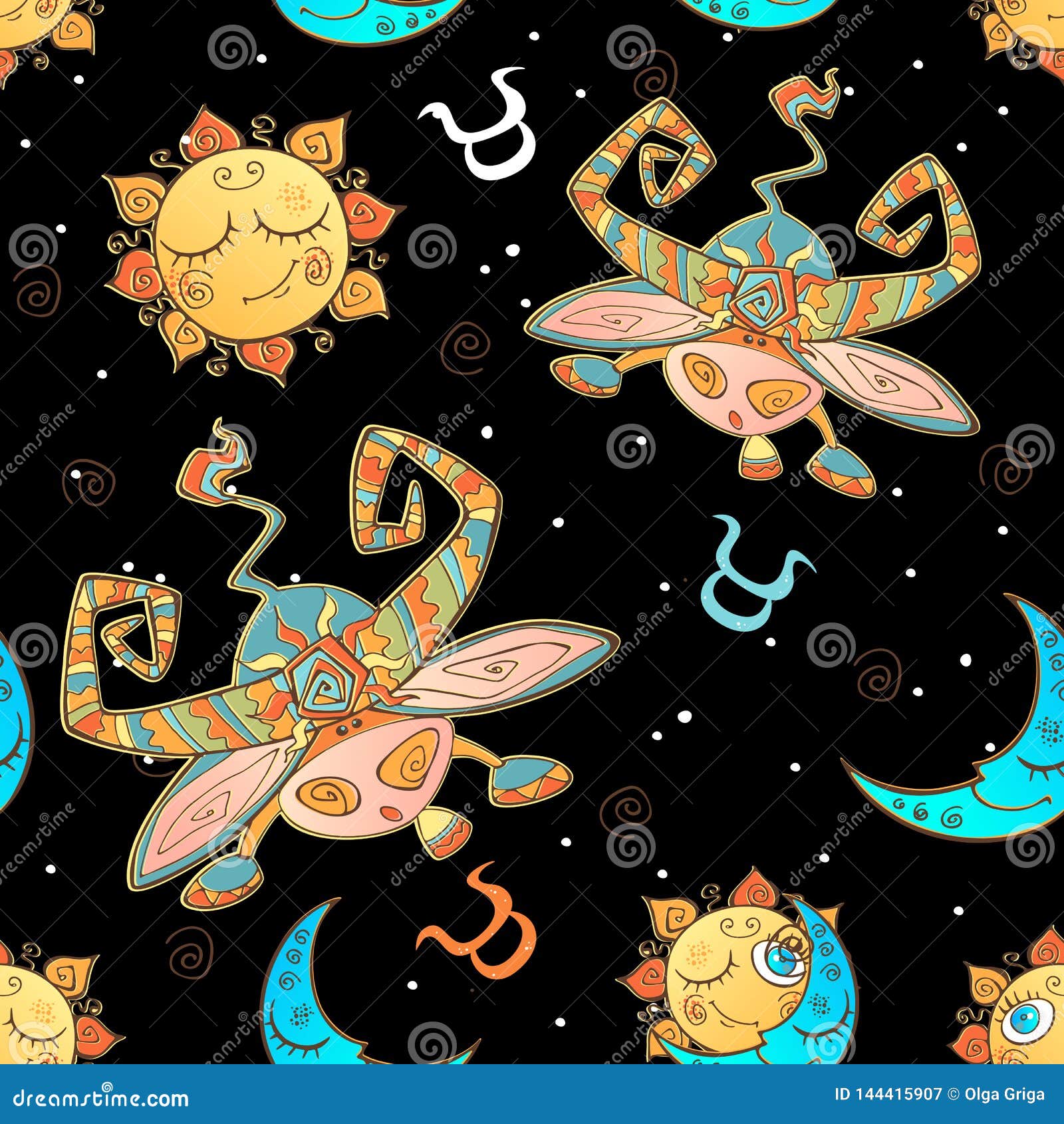 A Fun Seamless Pattern for Kids. Zodiac Sign Taurus Stock Illustration ...