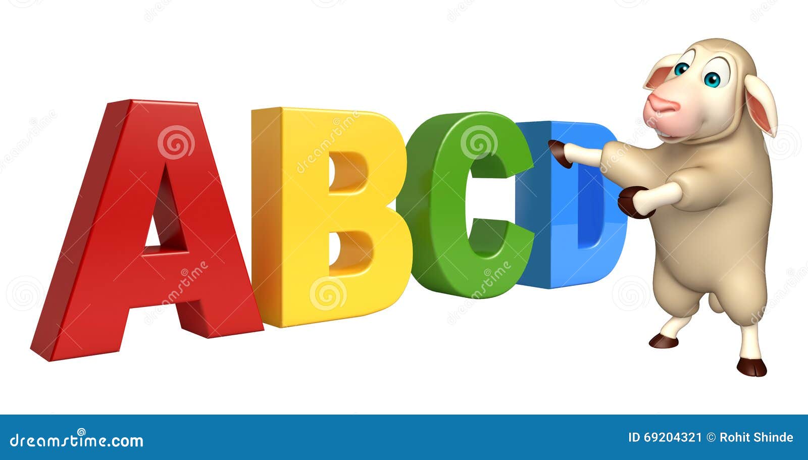Fun Sheep Cartoon Character with Abcd Sign Stock Illustration ...
