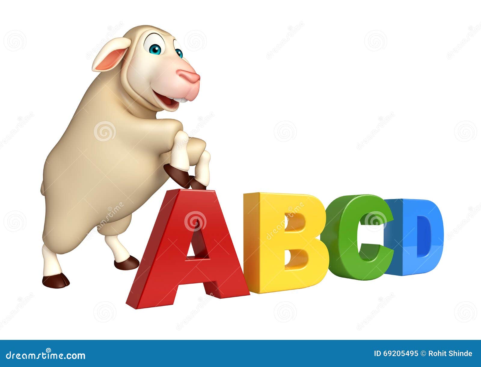Fun Sheep Cartoon Character with Abcd Sign Stock Illustration ...