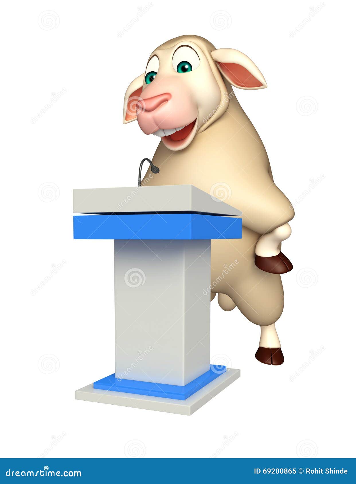 Fun Sheep Cartoon Character with Speech Stage Stock Illustration ...