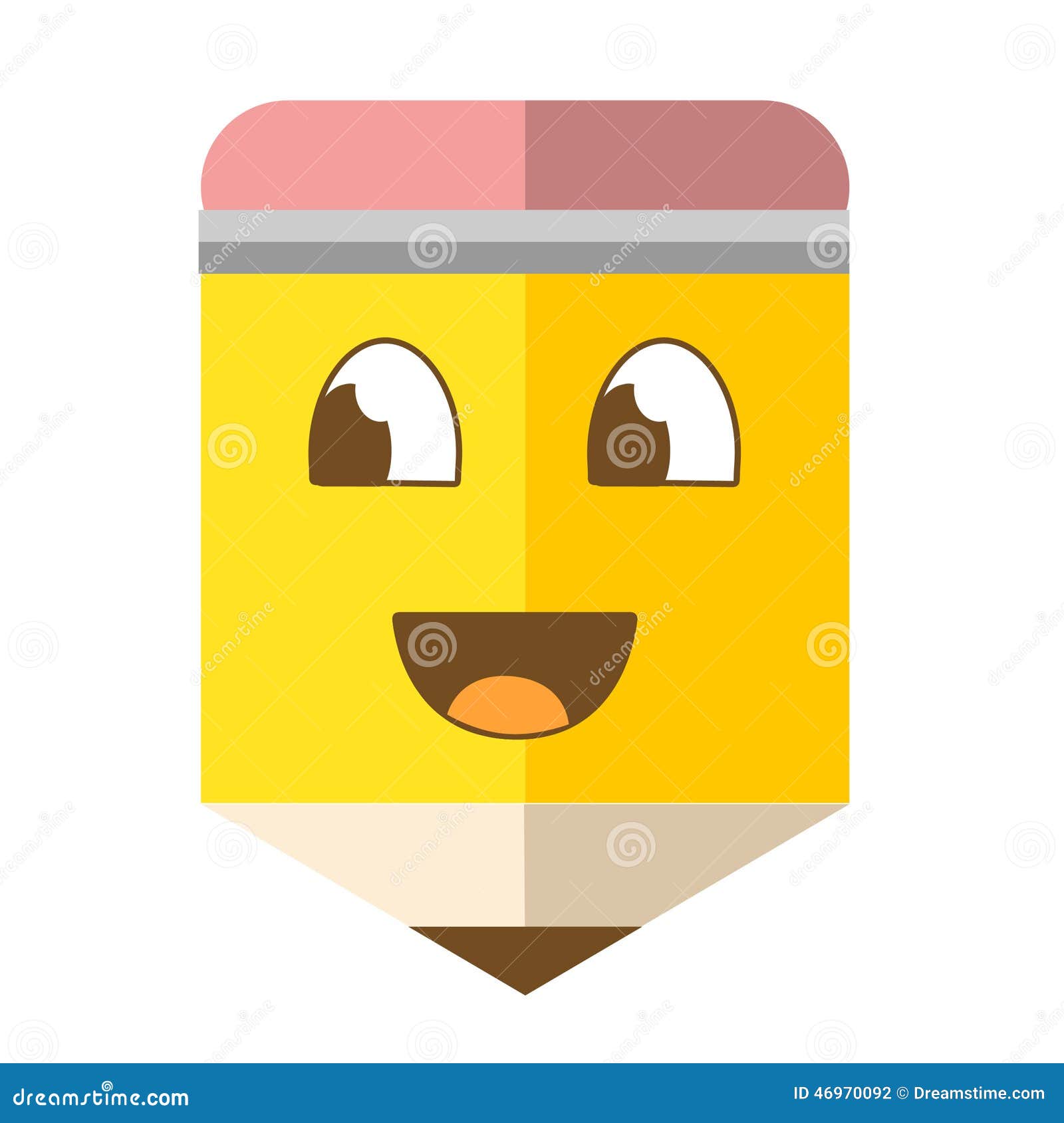 Fun smiling cartoon pencil stock illustration. Illustration of flat ...