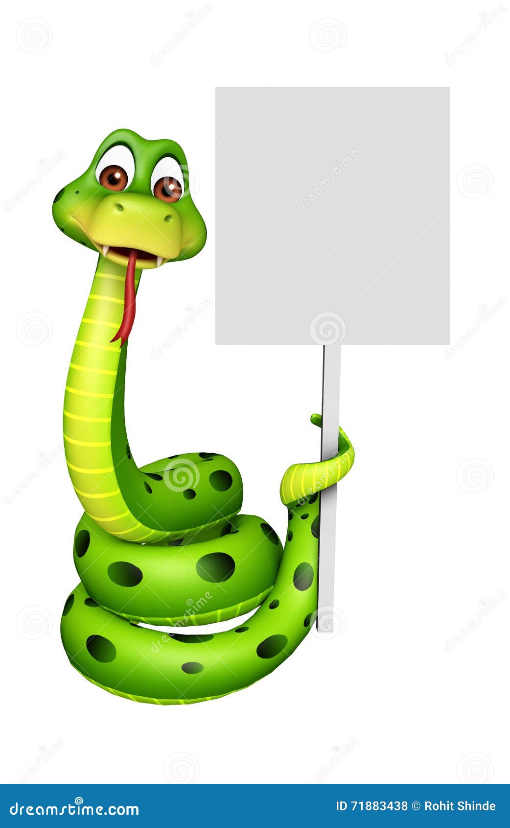 Fun Snake Cartoon Character with Board Stock Illustration ...