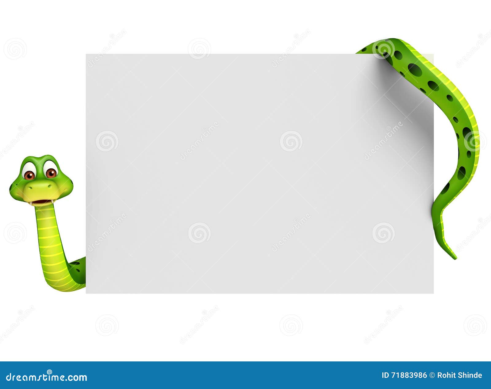 Fun Snake Cartoon Character with Board Stock Illustration ...