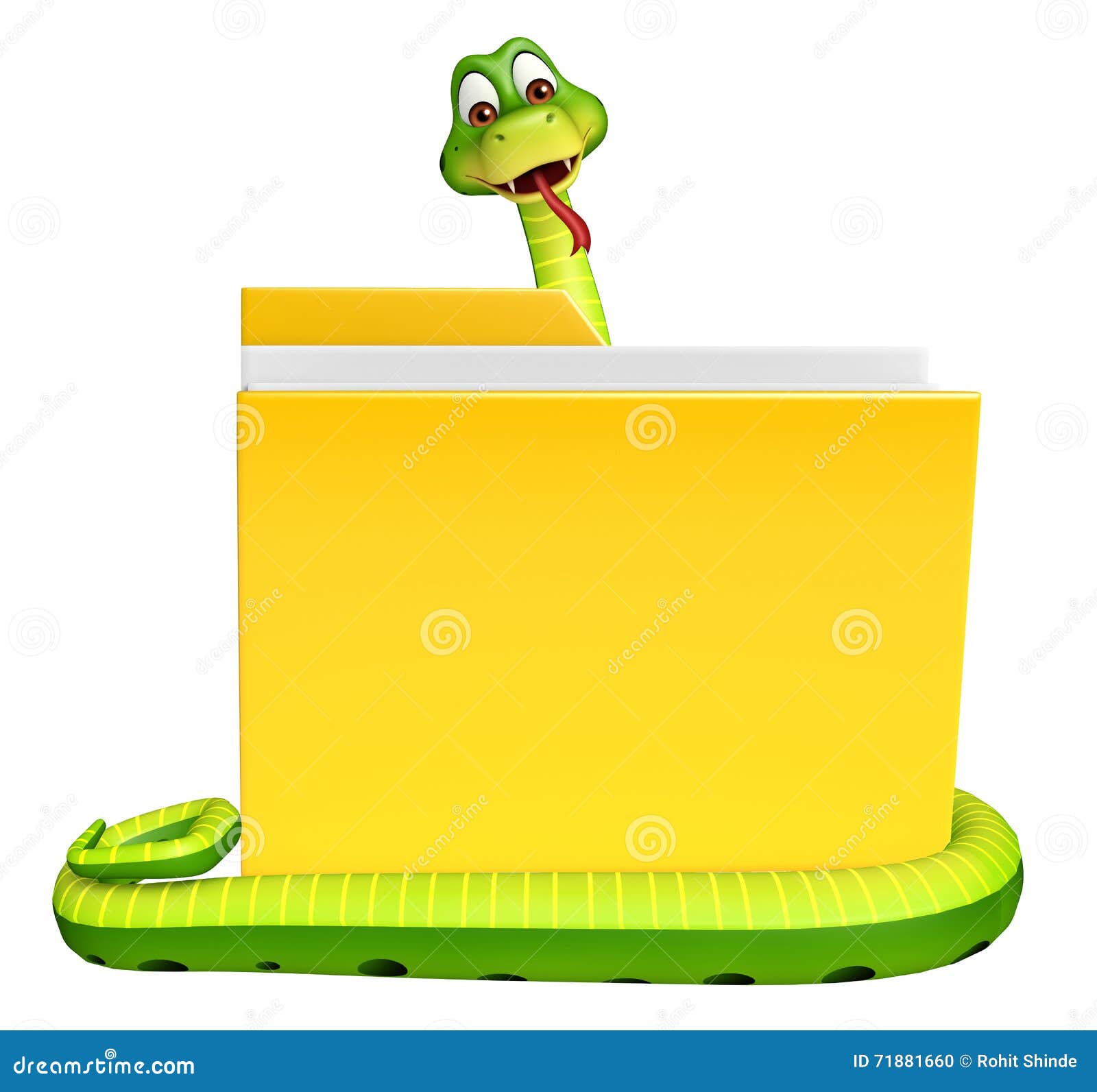Fun Snake Cartoon Character with Folder Stock Illustration ...