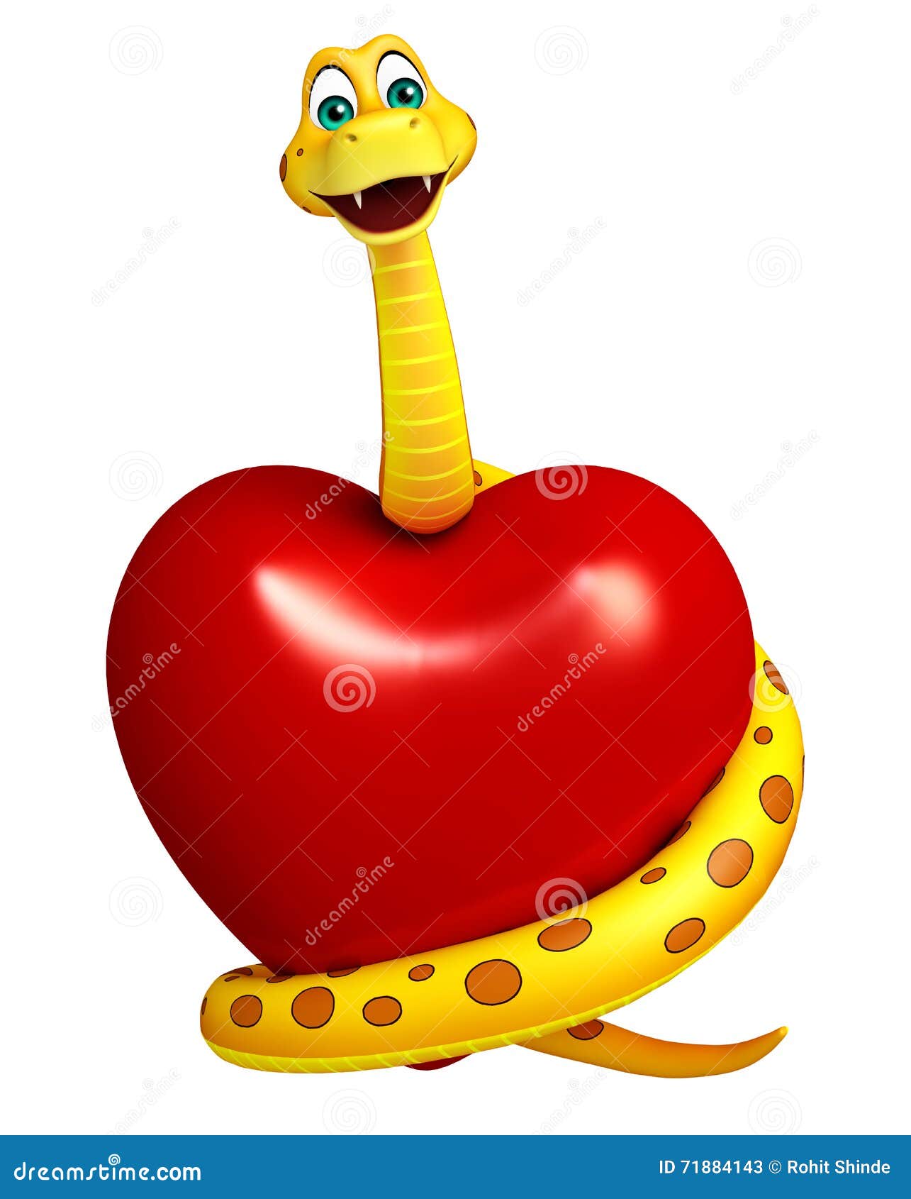 Fun Snake Cartoon Character with Heart Stock Illustration ...