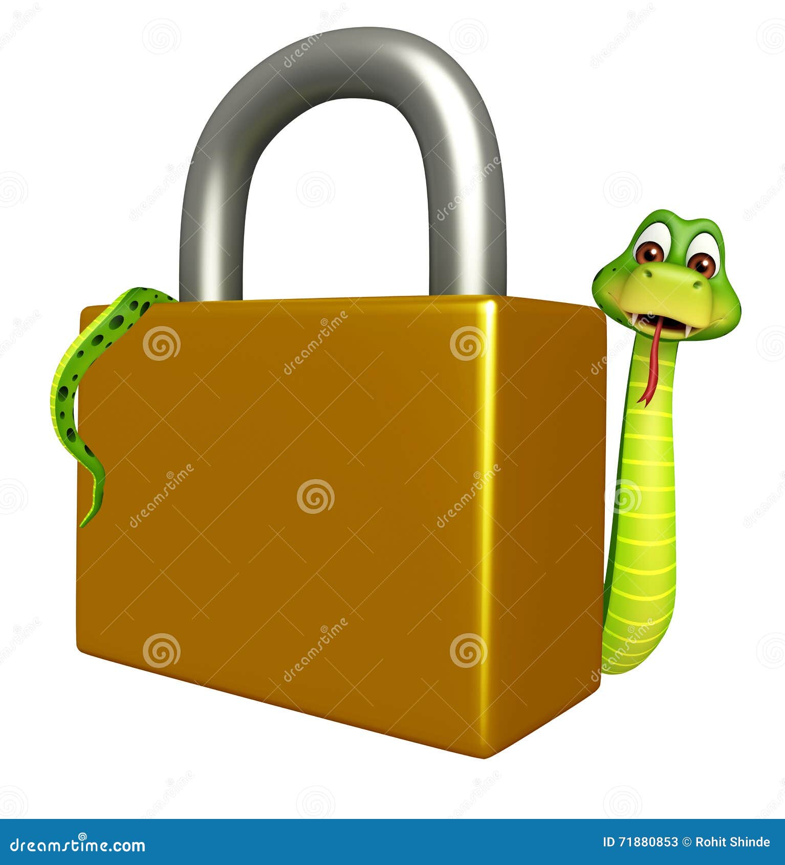Fun Snake Cartoon Character with Lock Stock Illustration - Illustration ...
