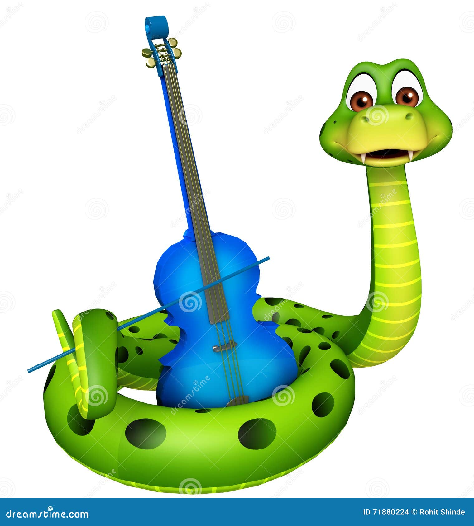 Fun Snake Cartoon Character with Violin Stock Illustration ...