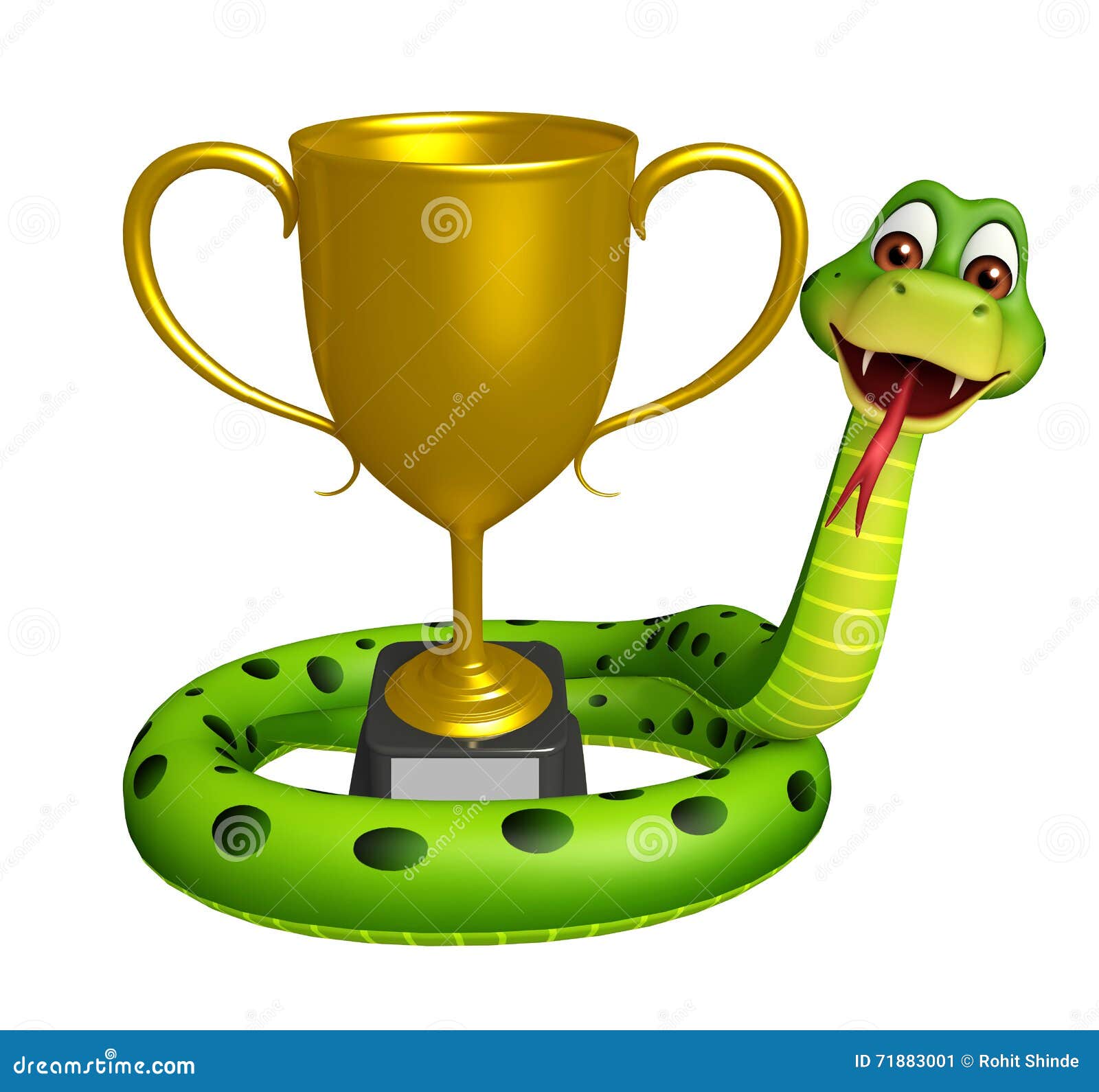 Fun Snake Cartoon Character with Winning Cup Stock Illustration ...
