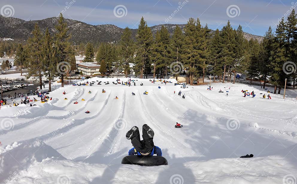 Fun in the snow stock photo. Image of slide, play, winter - 18163252