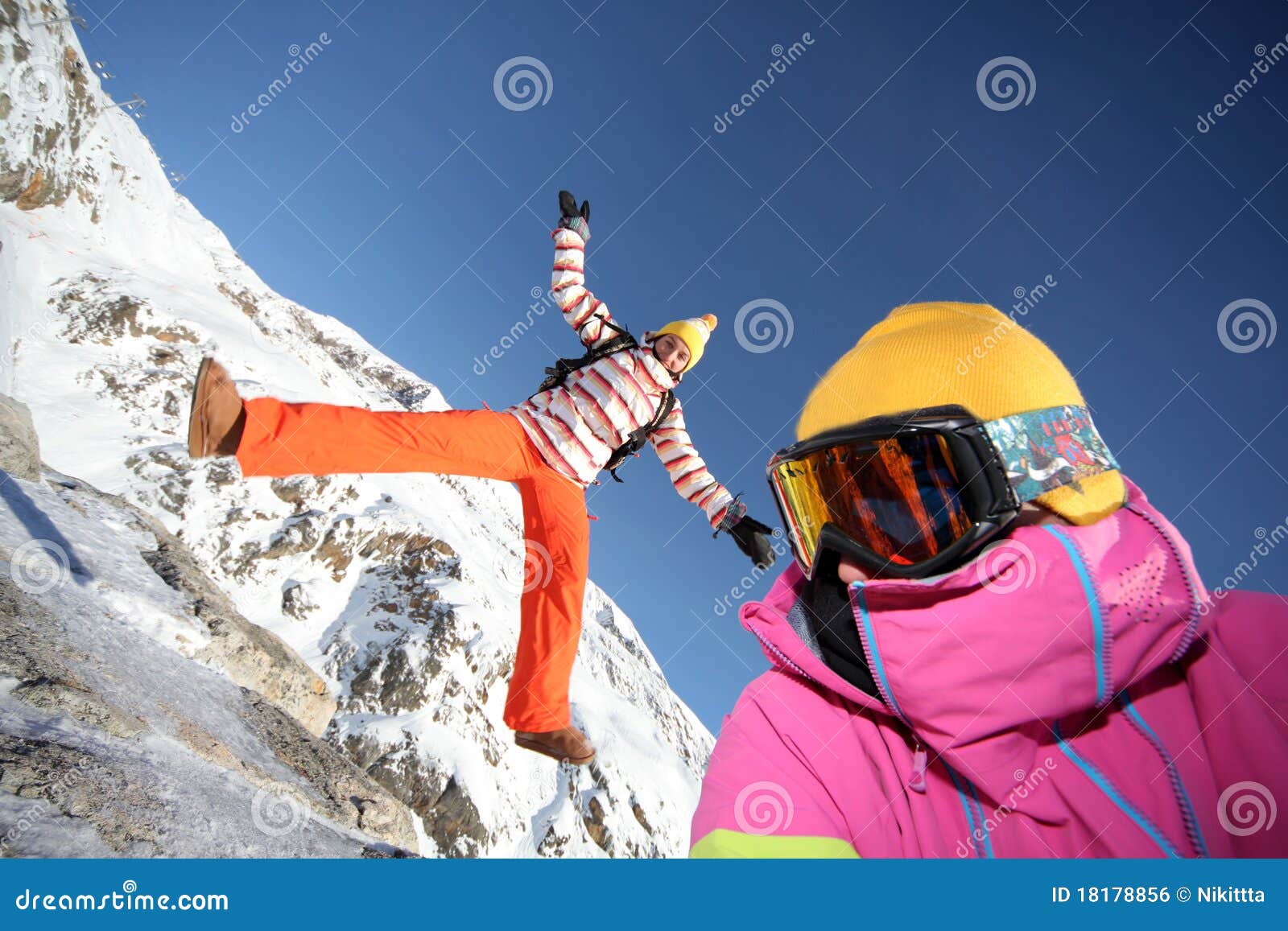 Fun in the snow stock photo. Image of nature, neon, mountain - 18178856