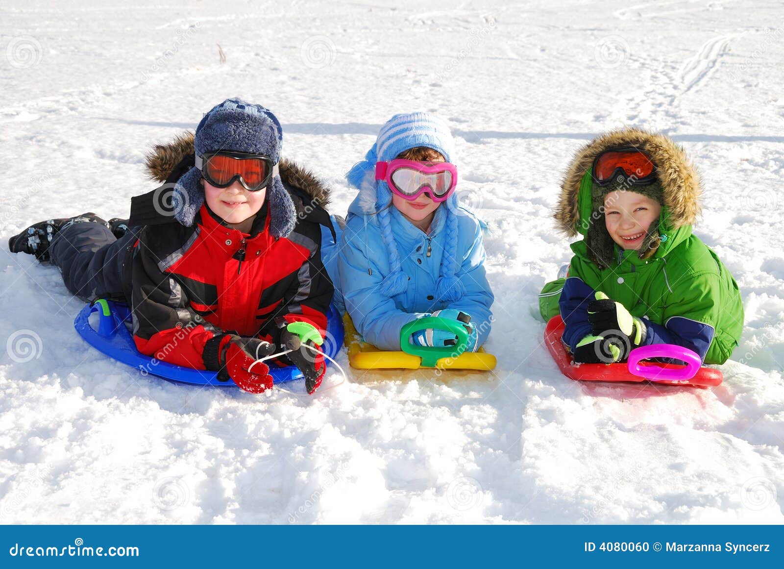 Fun in Snow stock photo. Image of smiling, kids, grin - 4080060