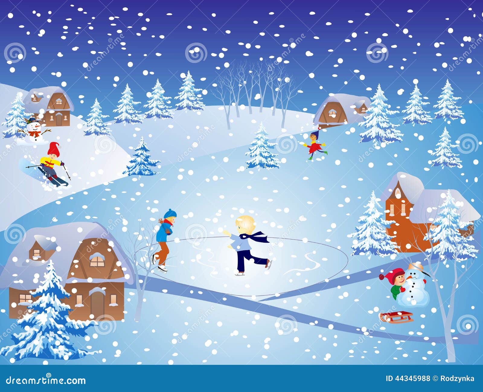 Fun in the snow stock illustration. Illustration of winter - 44345988