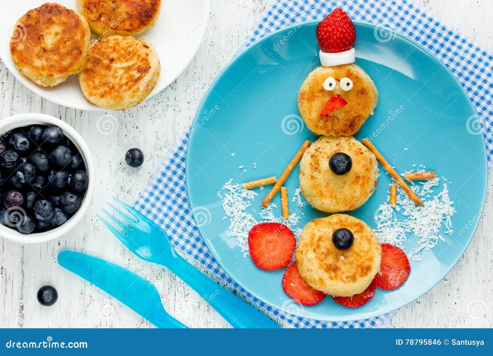 Fun Snowman Pancake Breakfast for Kids Stock Photo - Image of cake ...
