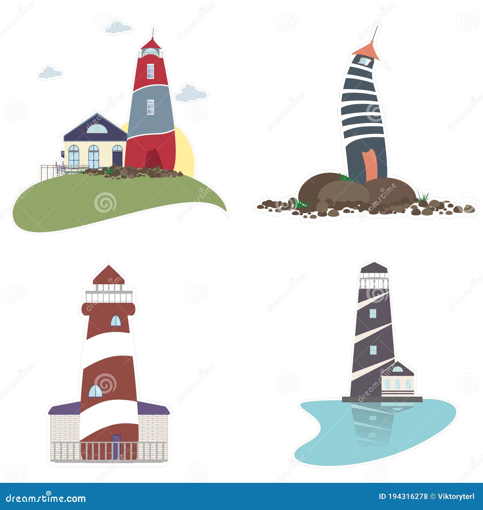 Fun Stickers of Colored Beacons Stock Vector - Illustration of rest ...